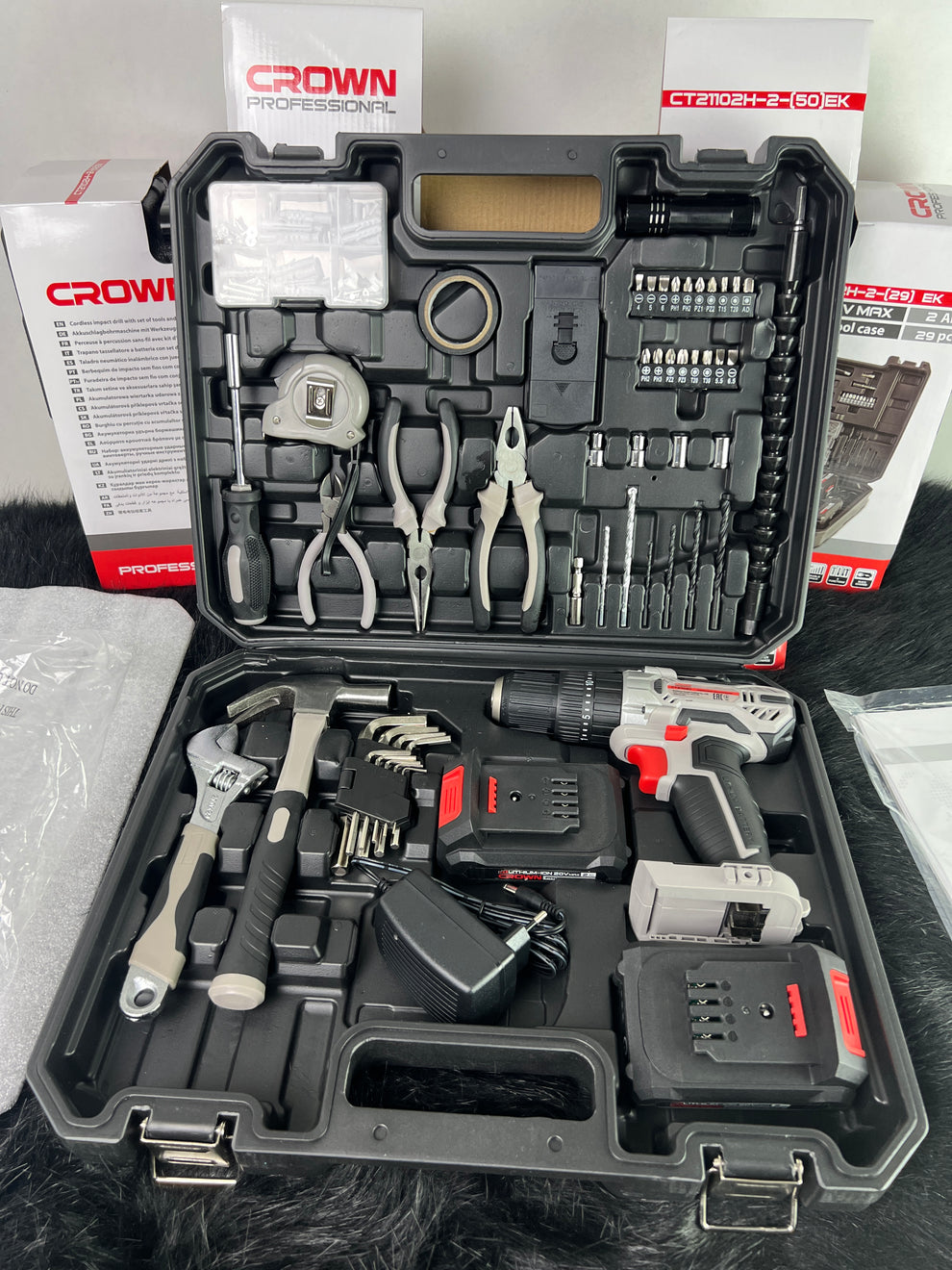 KIT VISSEUSE PERCEUSE 20V 2.0AH 50PCS CROWN | CT21102H-2-50 علبة أدوات ...
